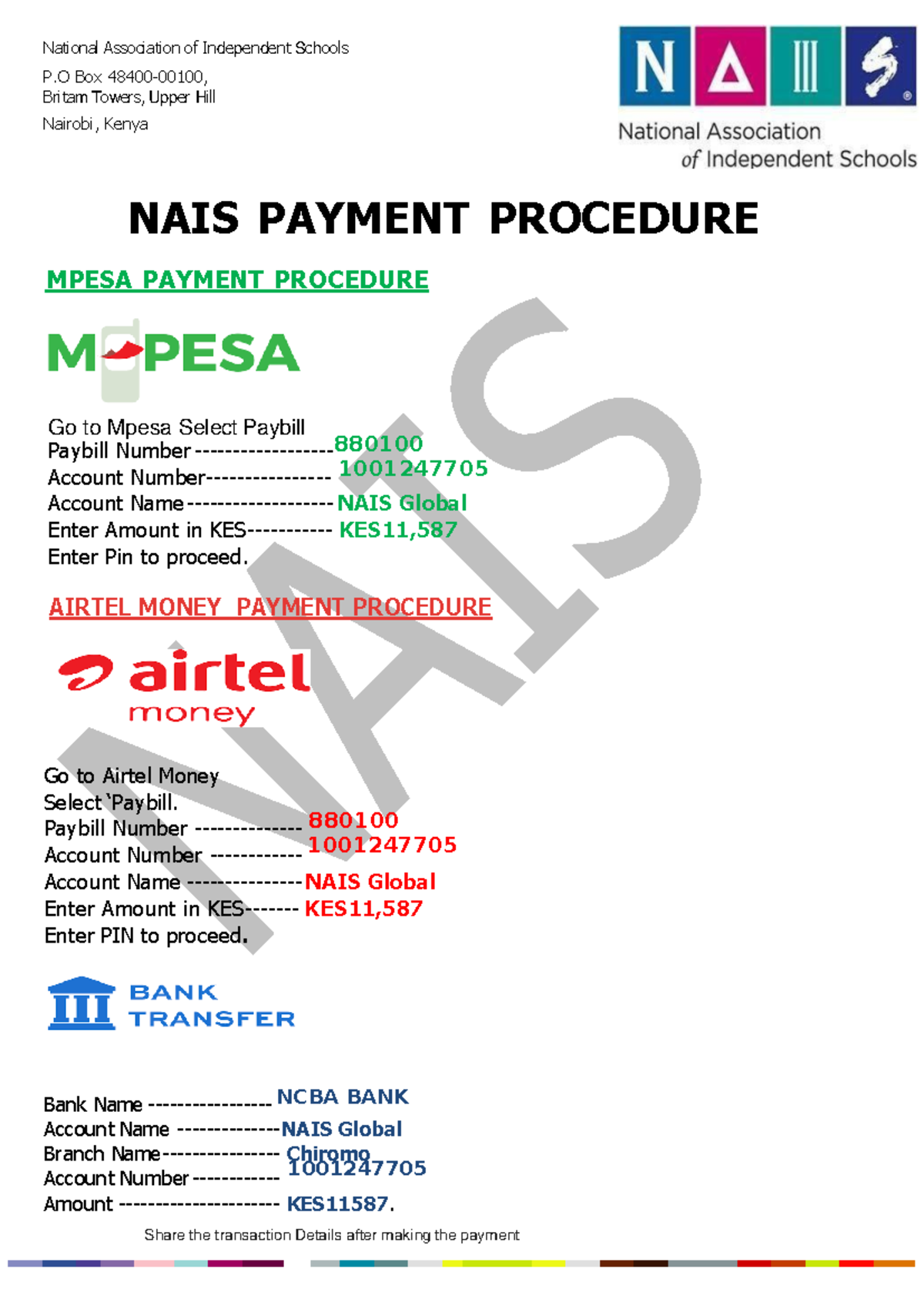 NAIS Payment Procedure Download - Share the transaction Details after ...