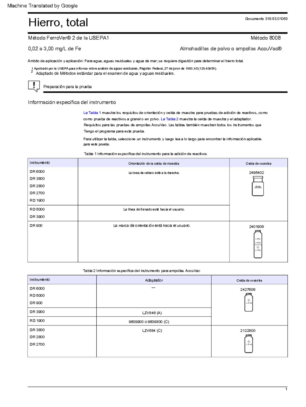 DOC3165301053 Método FerroVer para Determinación de Hierro Total - Studocu