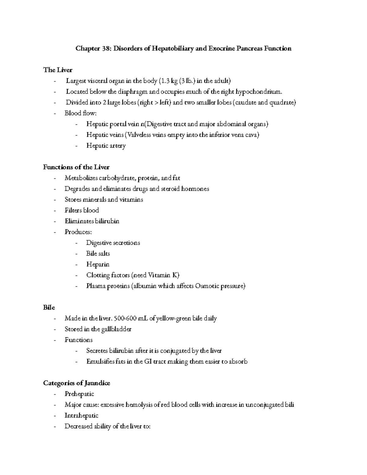 Chapter 38: Hepatobiliary and Exocrine Pancreas Disorders Overview ...