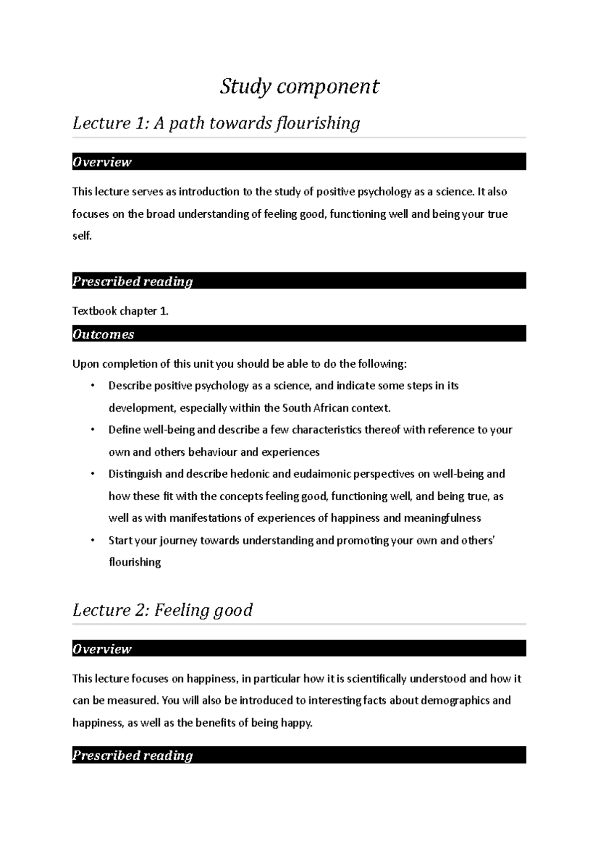 2DStudy Guide - Positive Psychology: Pathways to Flourishing - Studocu