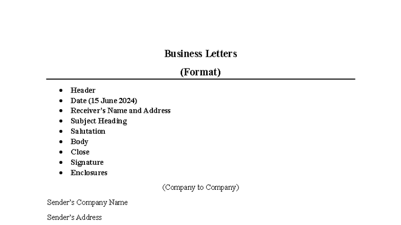 Business Letters Format Guide: Structure & Examples - Studocu