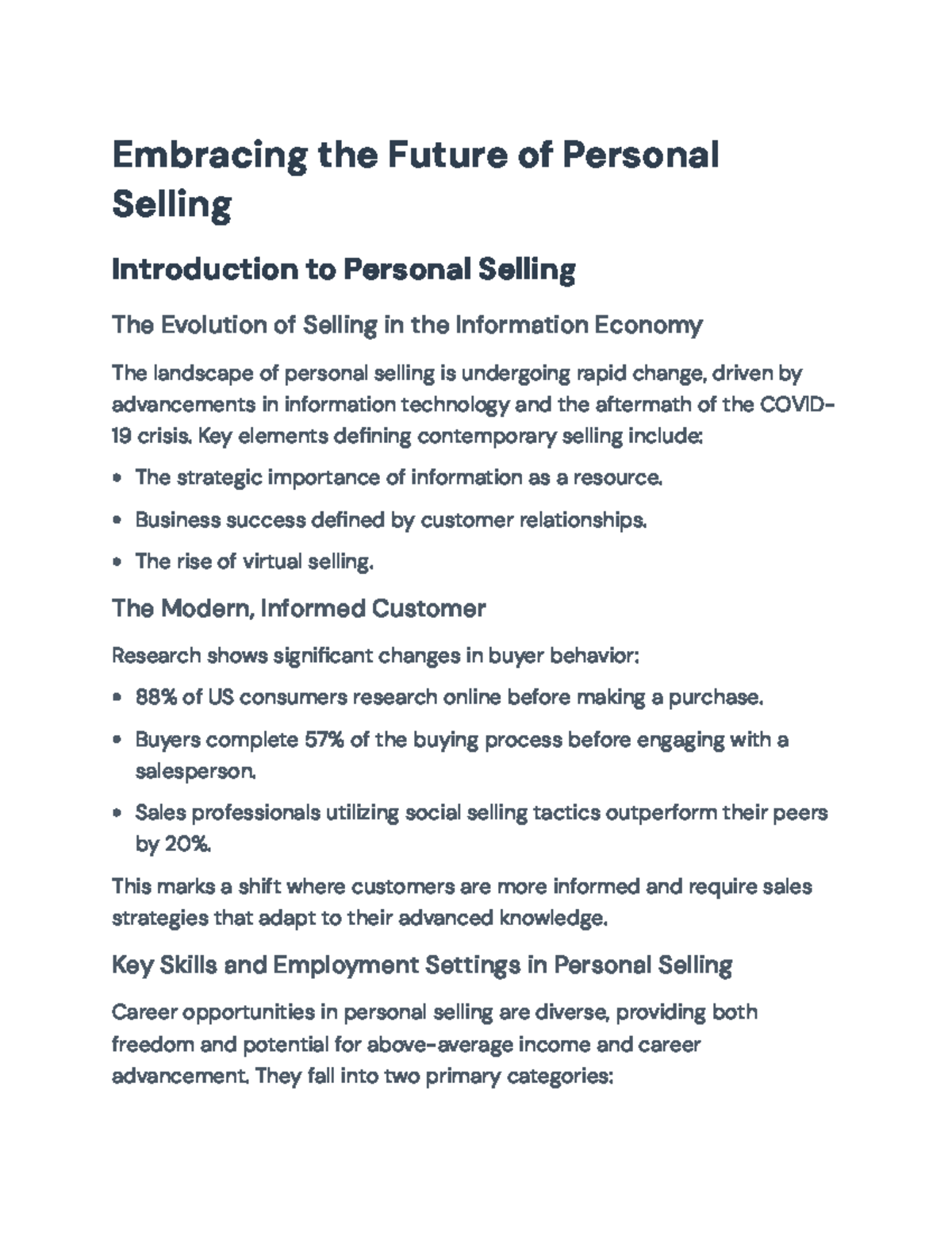 Personal Selling Evolution: Strategies in the Info Economy - Embracing ...