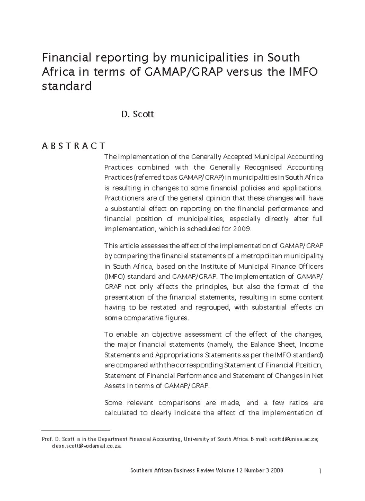 Comparative Study of Financial Statements: SA's GAMAP vs GRAP - Studocu