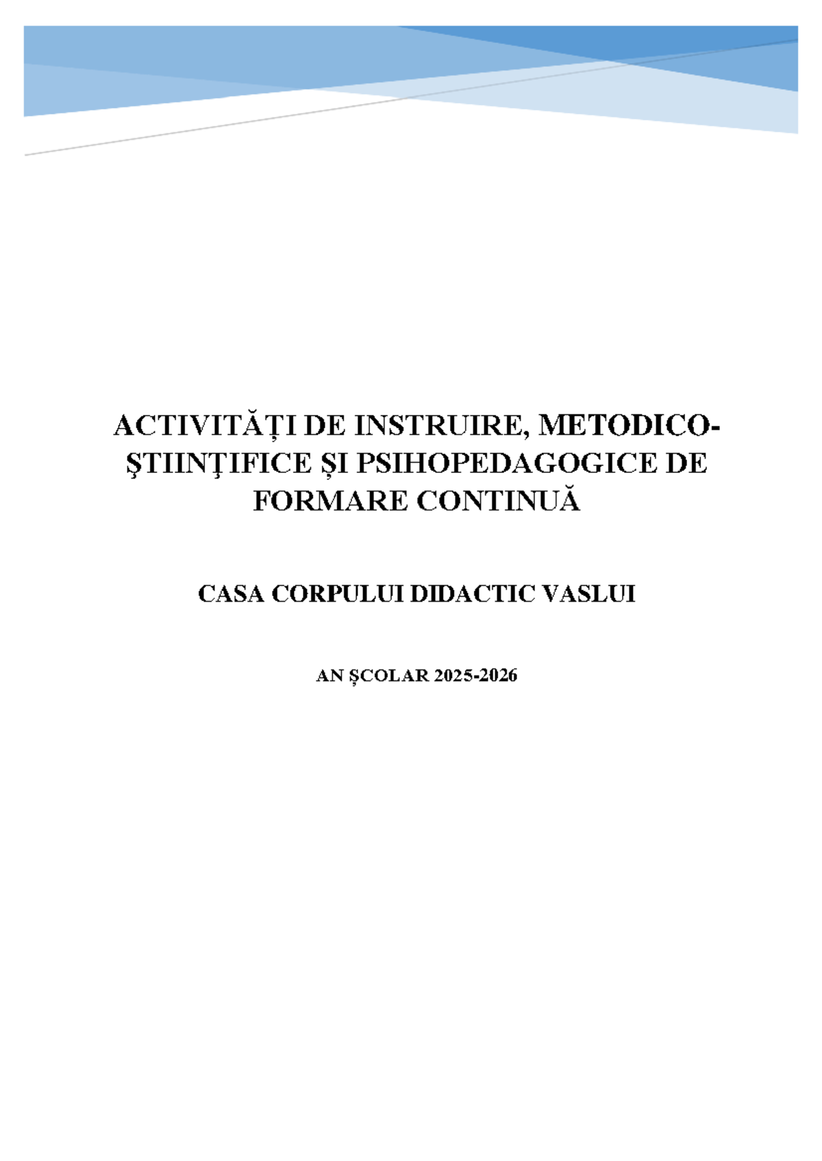 Activități de Formare Continuă CCD Vaslui 2025-2026 - Studocu