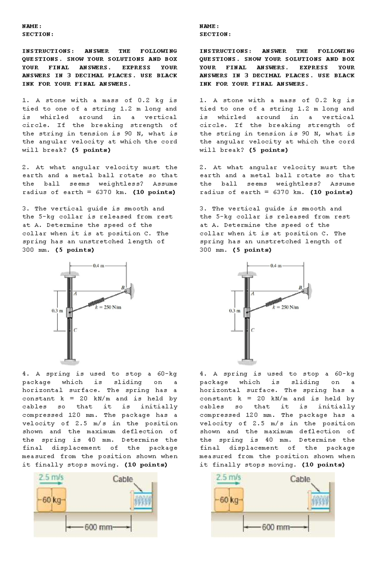 Quiz 3 (Dynamics) - Newton's Laws and Problem Solutions - Studocu