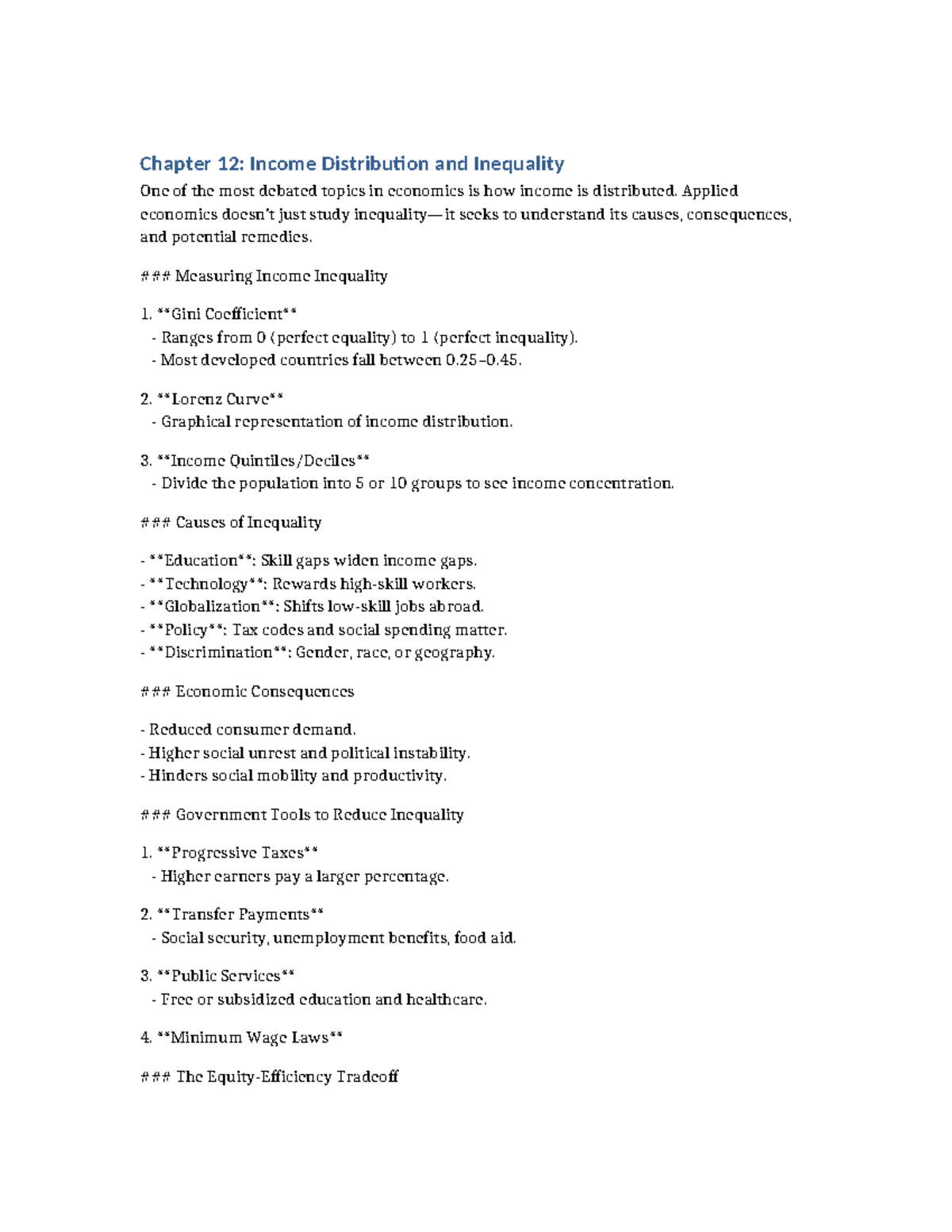 Chapter 12: Income Distribution & Inequality Analysis - Studocu
