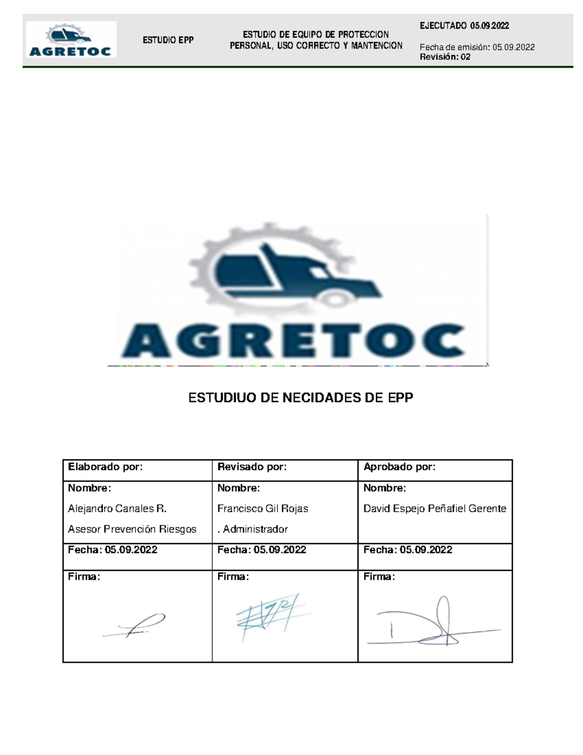 Estudio Necesidades epp - ESTUDIO EPP ESTUDIO DE EQUIPO DE PROTECCION ...