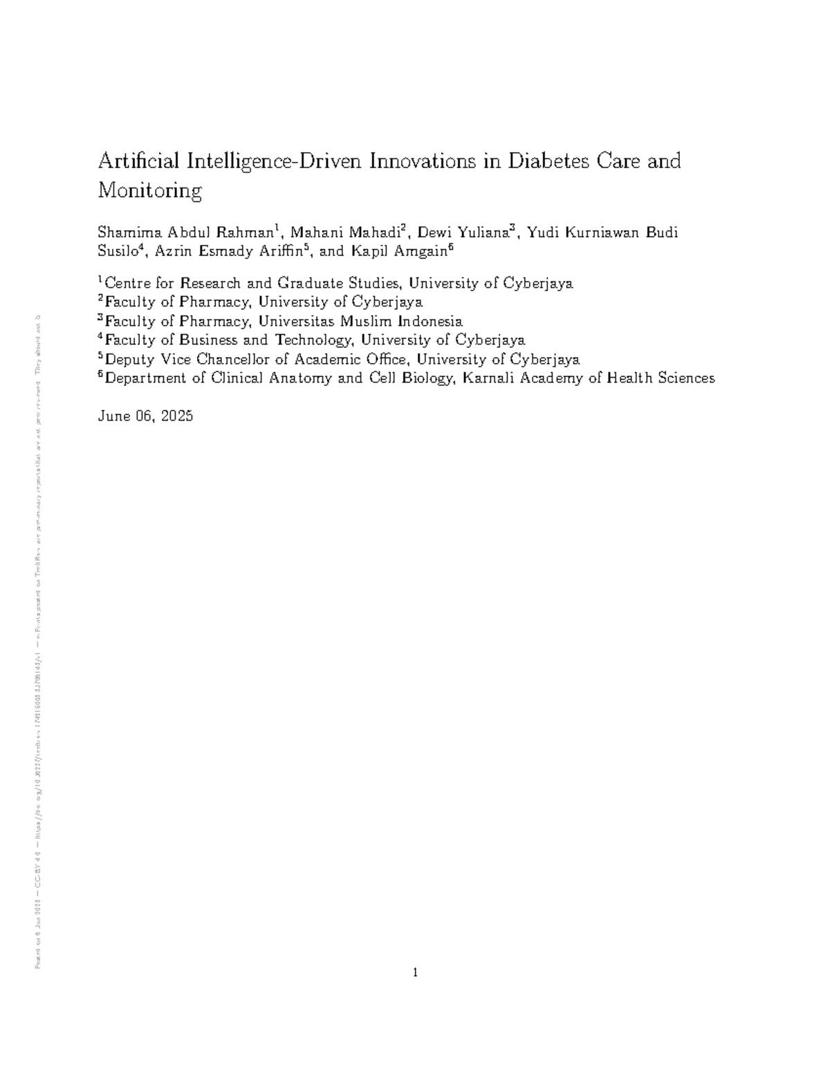 AI Innovations in Diabetes Care and Monitoring: A Comprehensive Study ...