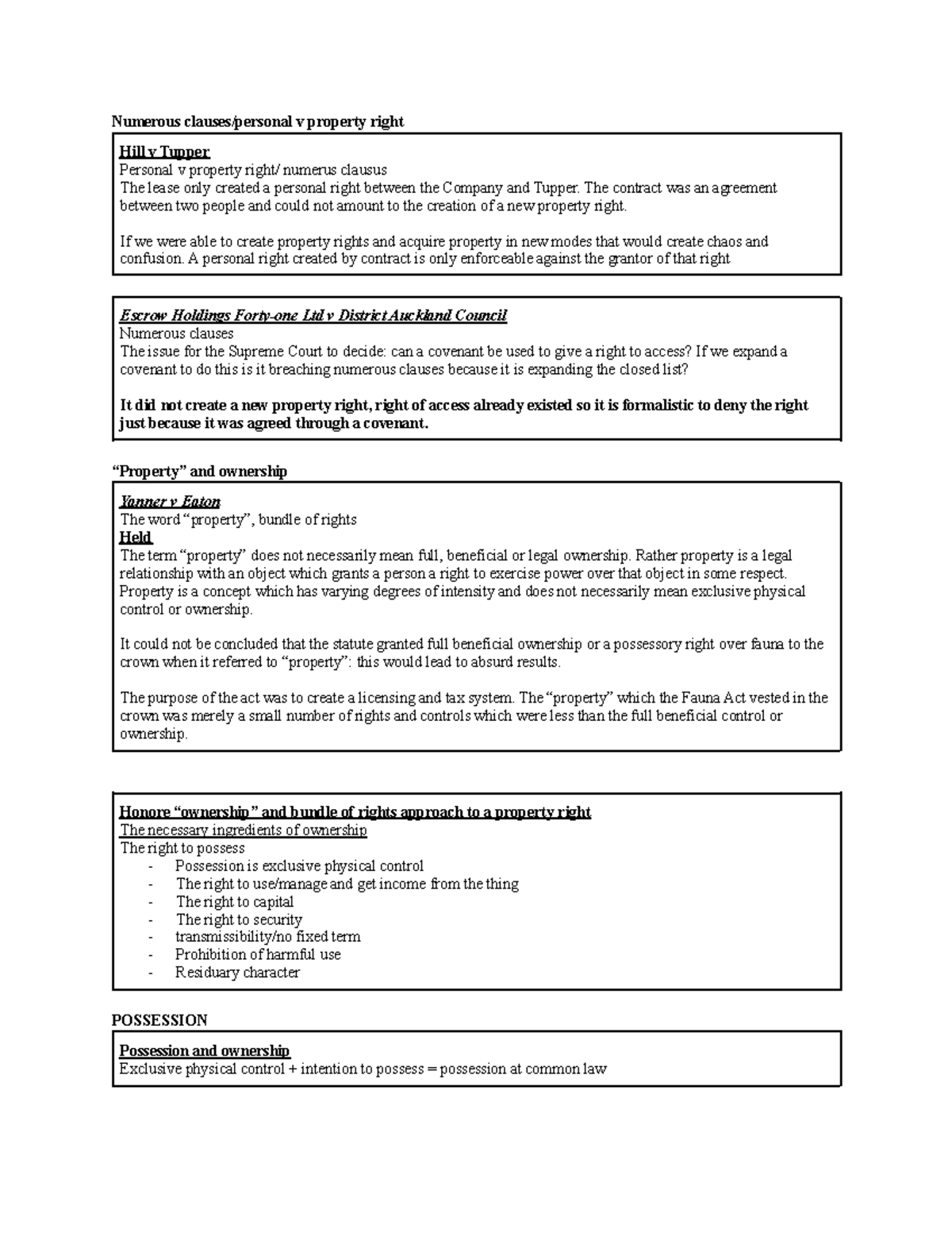 LAWS301-First Test Cheat Sheet: Property Rights and Ownership ...