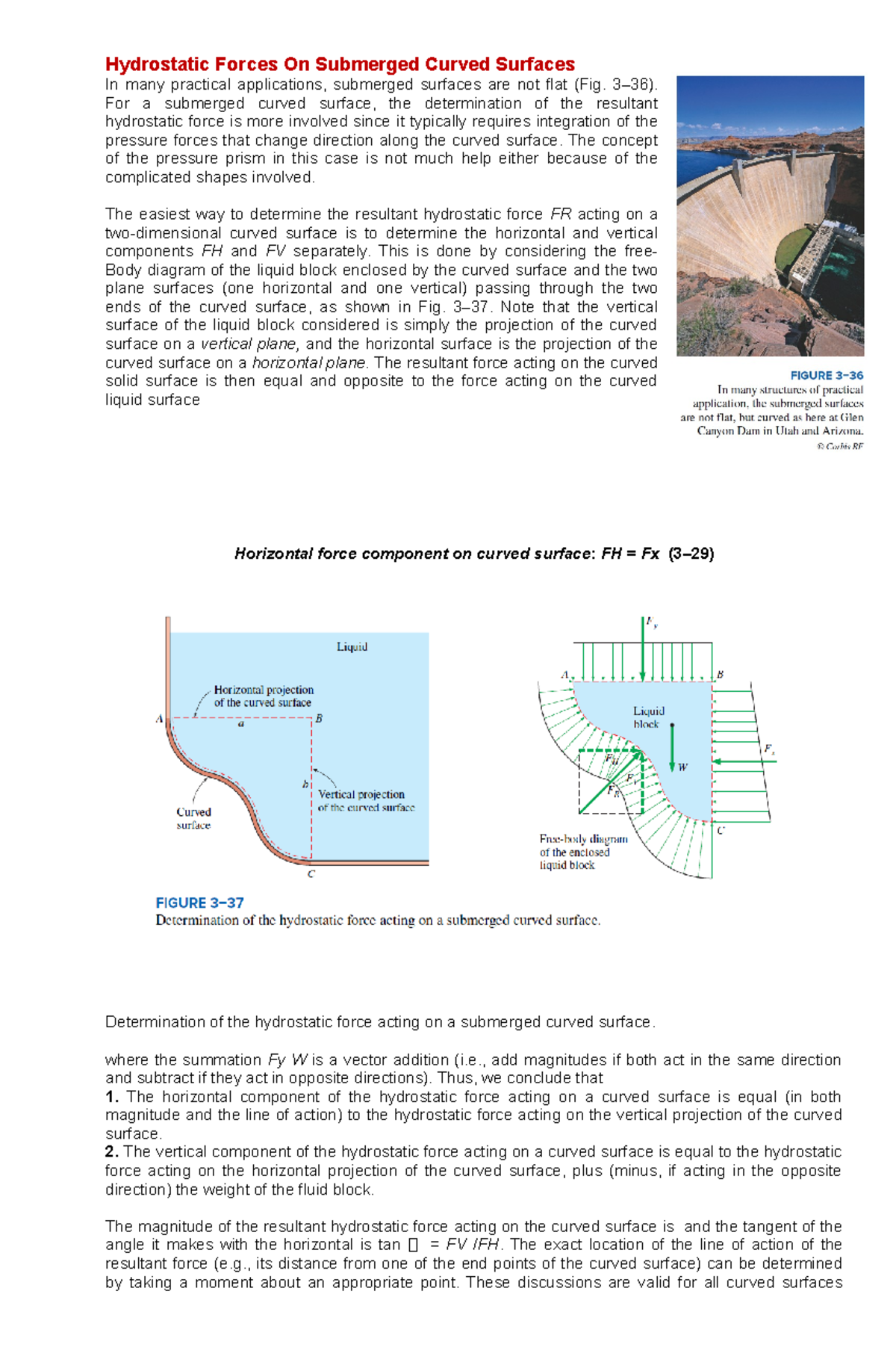 Hydrostatic Forces on Curved Surfaces: Analysis and Examples - Studocu