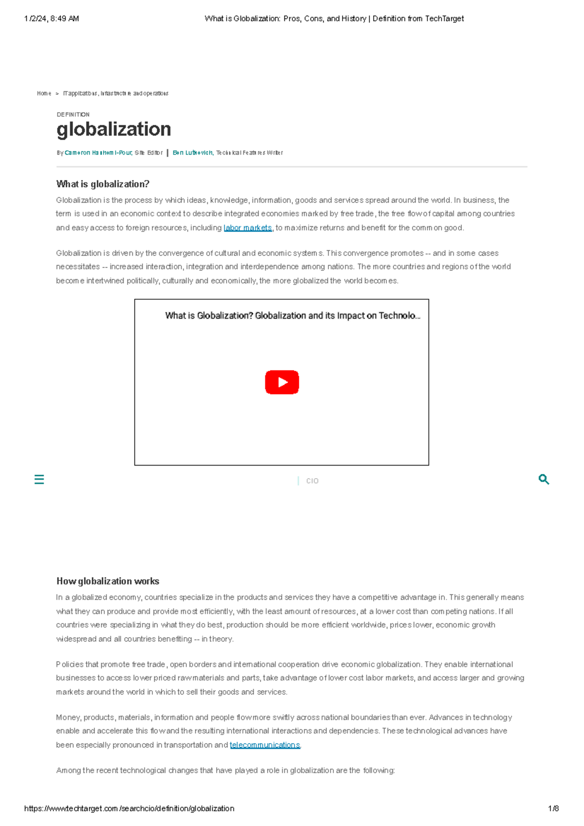 Globalization: Pros, Cons, and Historical Definitions Explained - Studocu