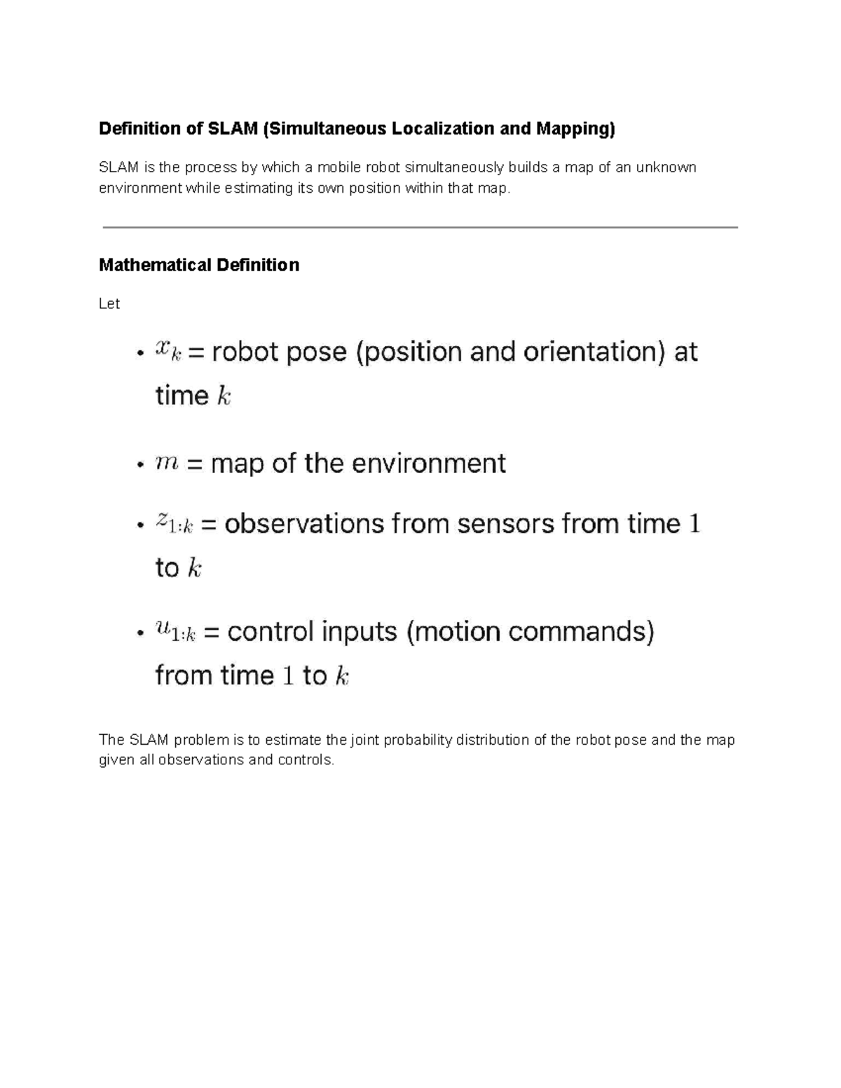 SLAM Mathematical Concepts - Practice Notes - Studocu