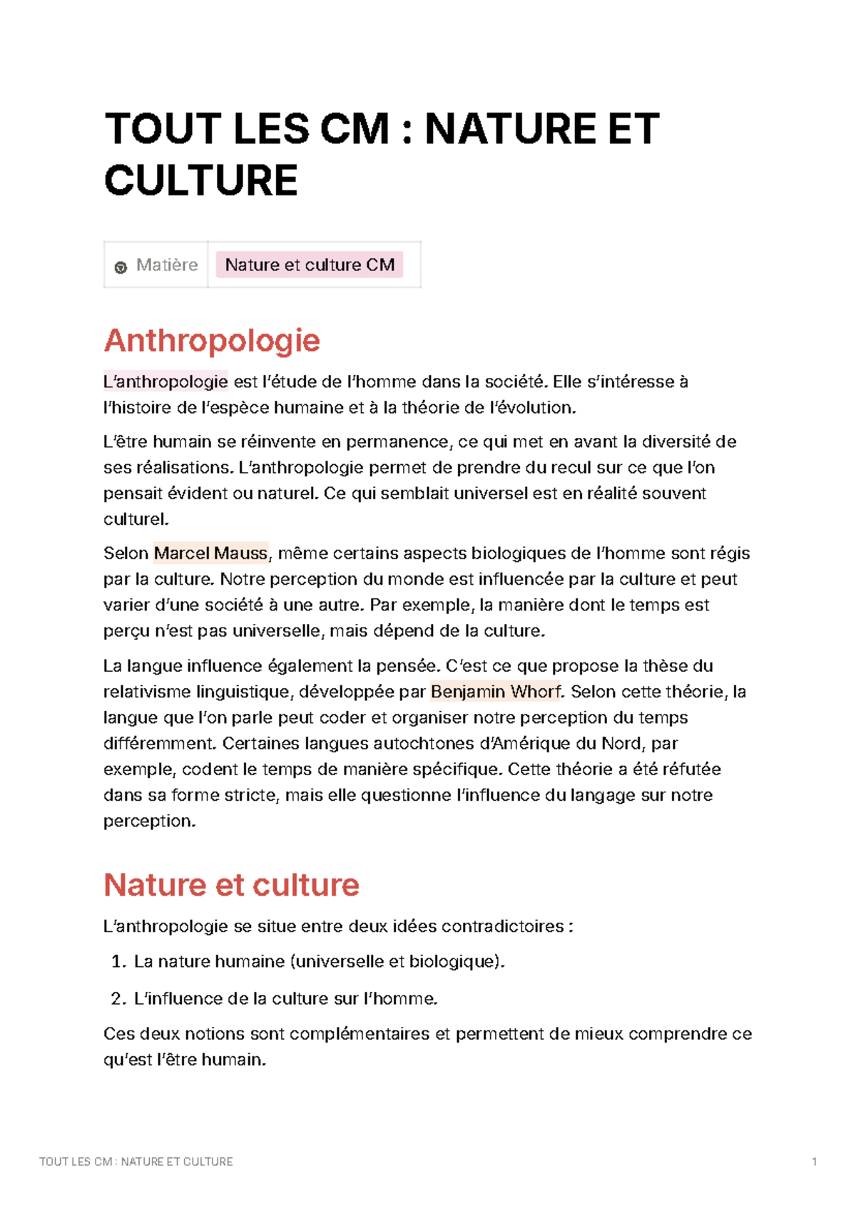 TOUT LES CM : NATURE ET CULTURE - Anthropologie et Diversité Humaine ...
