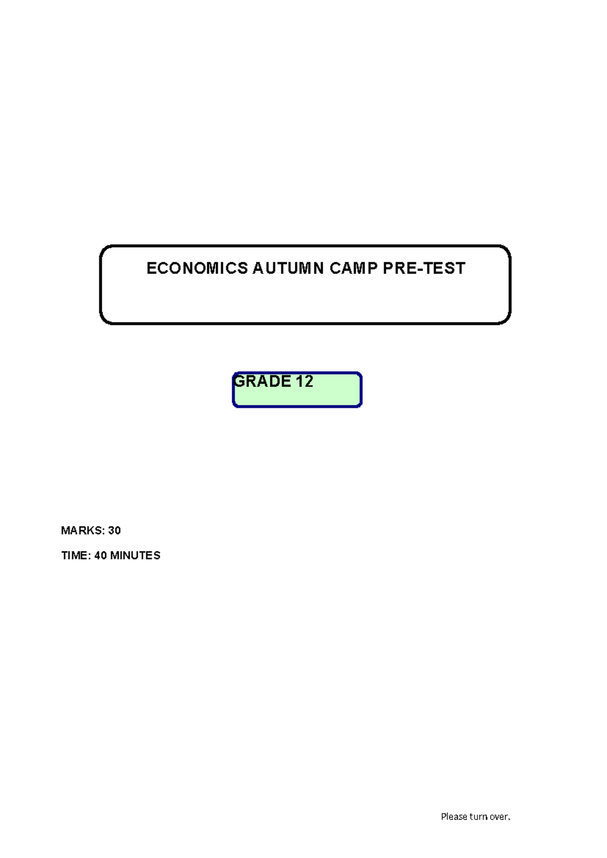 PRE-TEST ECON 12 - Economics Practice Test for Term 3 - Studocu