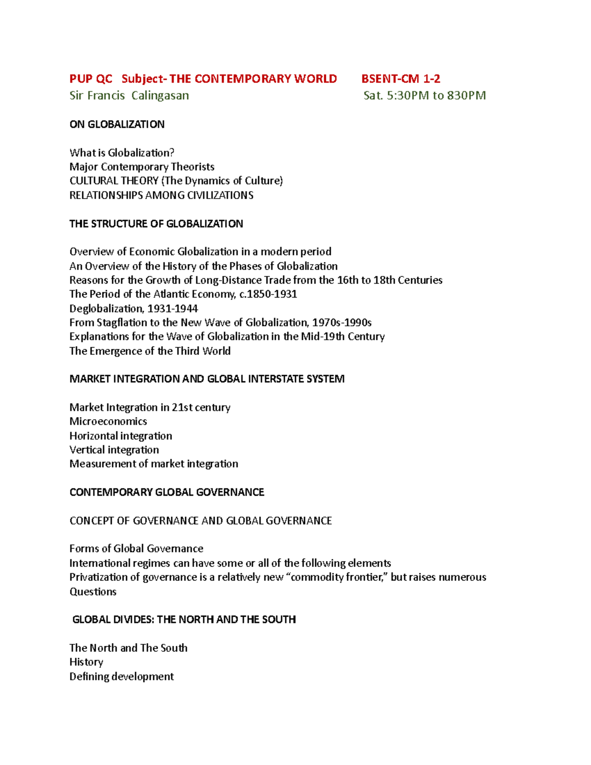 The Contemporary World IM Pupqc - PUP QC Subject- THE CONTEMPORARY ...