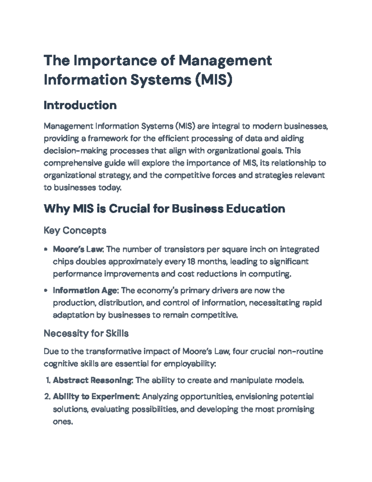 Management Information Systems (MIS): Importance & Competitive ...