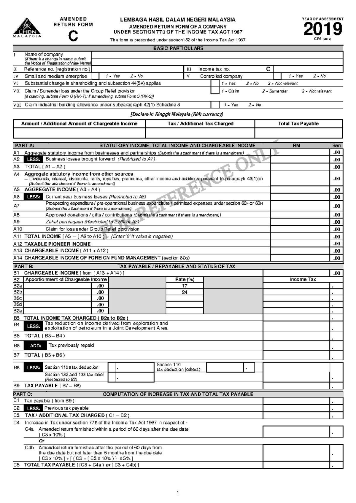 Amended Return Form C 2019 - Income Tax Compliance Guide - Studocu