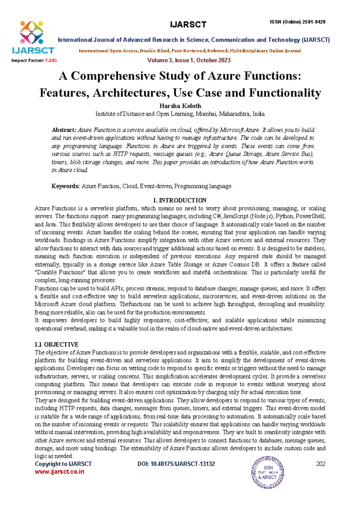 A Comprehensive Study of Azure Functions: Features & Architectures ...