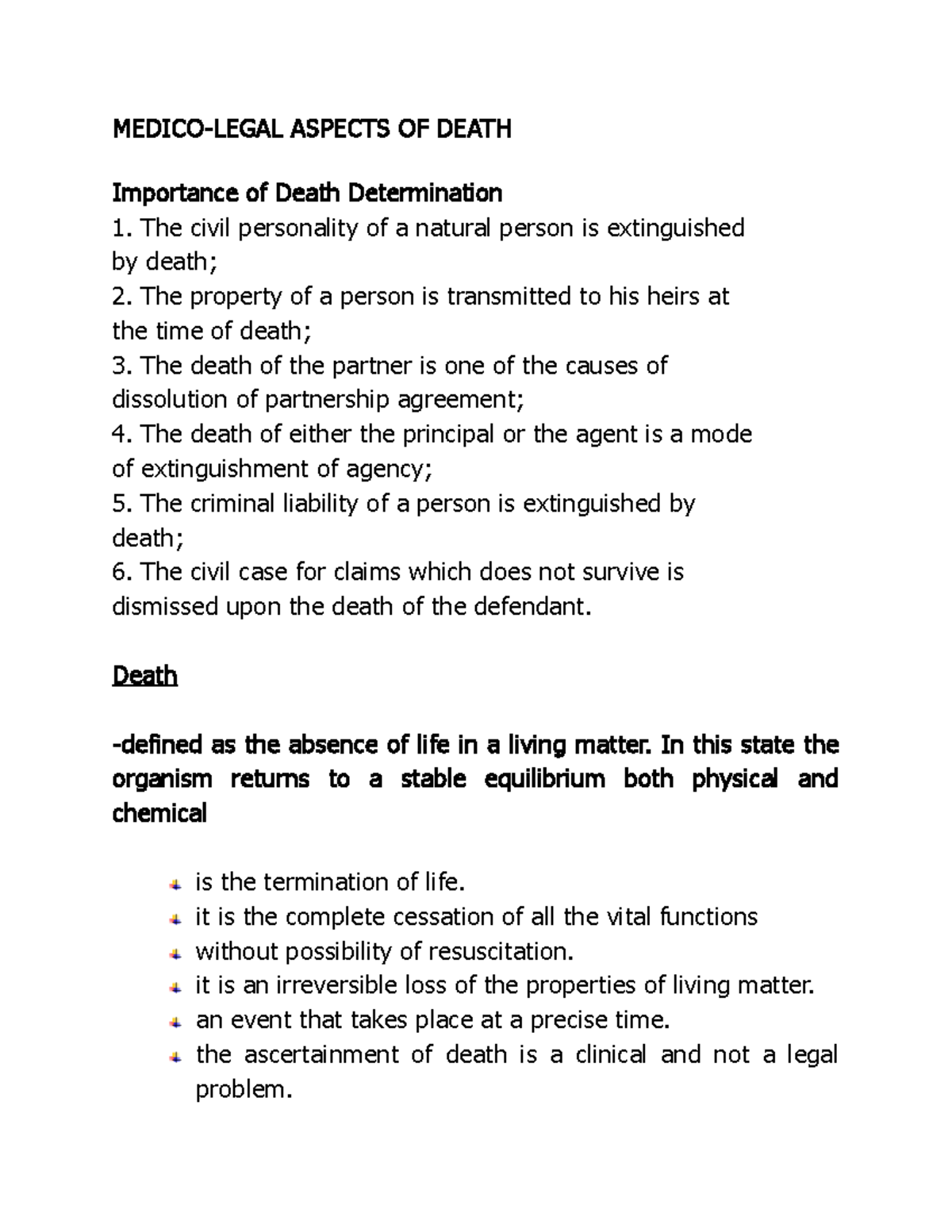 CDI 2 Medico-Legal Aspects of Death: Determination & Implications - Studocu