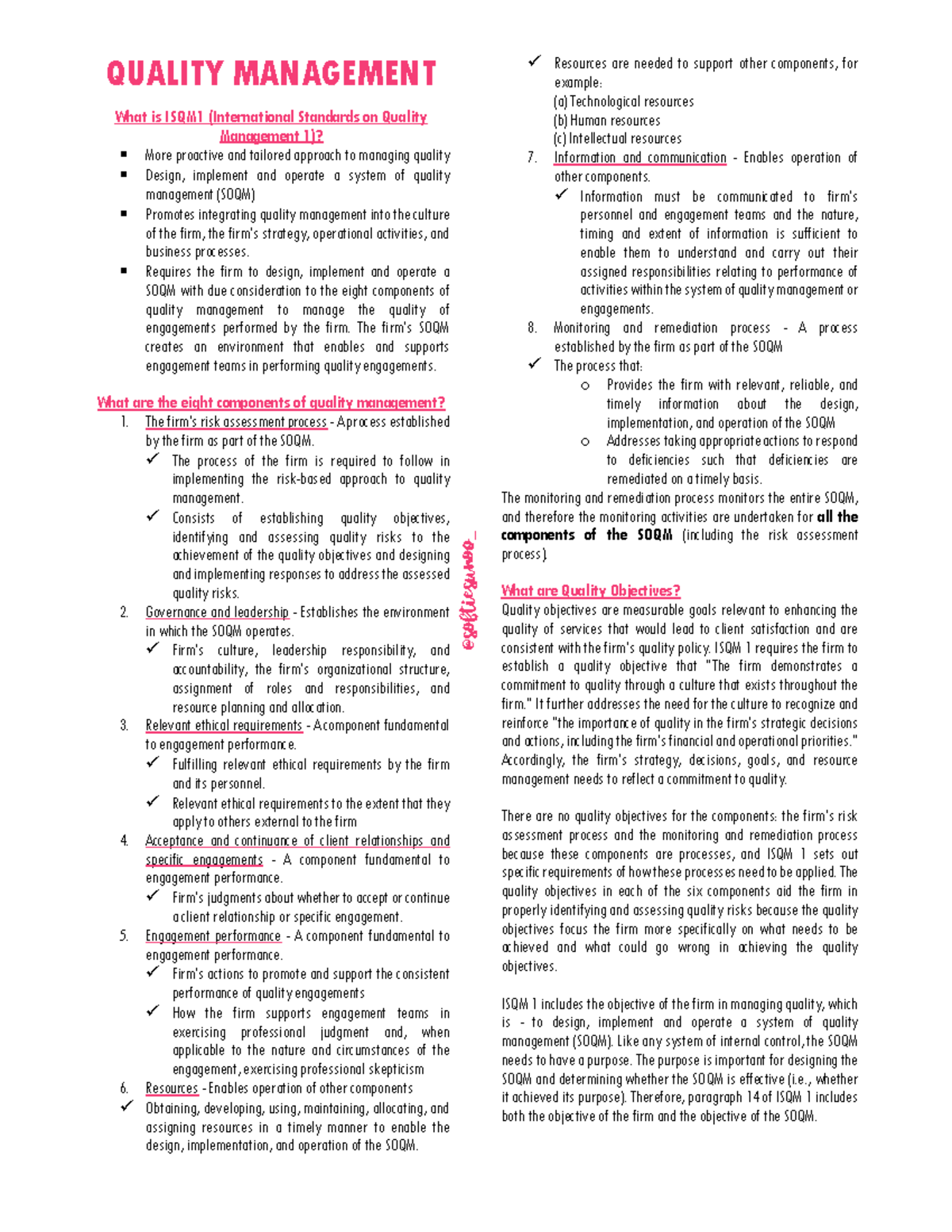 Quality Management - Reviewer - QUALITY MANAGEMENT What is ISQM1 ...