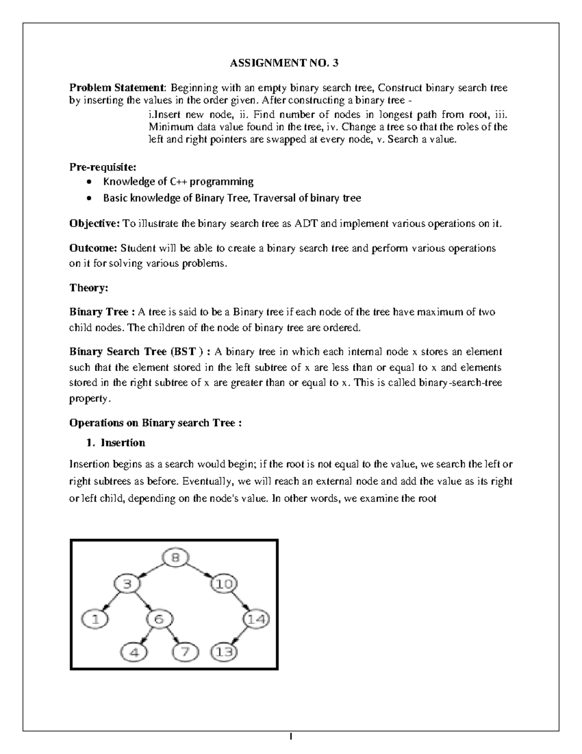 Assignment 3 BST-converted - ASSIGNMENT NO. 3 Problem Statement ...