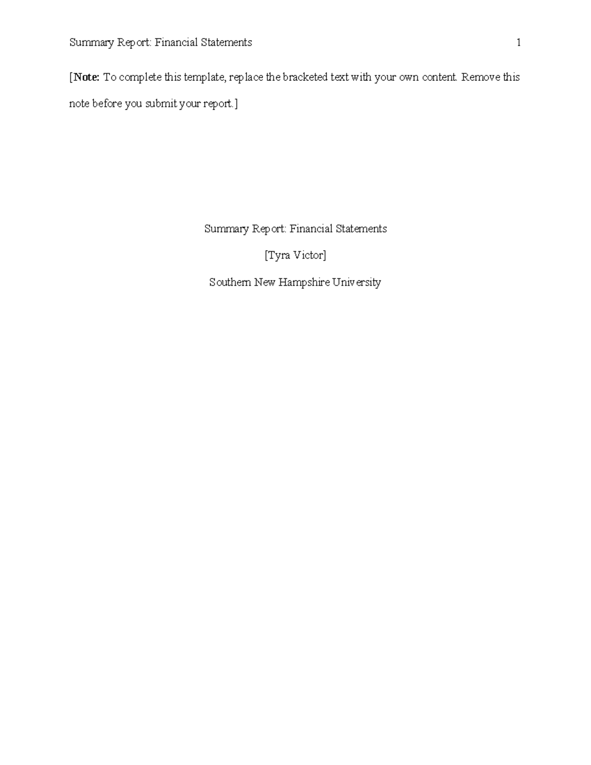 ACC 201 Project Summary Report: Financial Statements Overview - Studocu