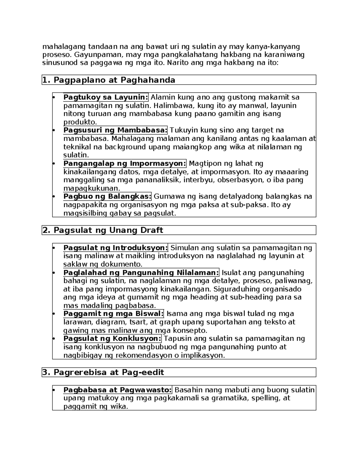 Pagsusuri ng Proseso sa Pagsulat ng Sulatin - 3 Filipino Week 7-9 - Studocu