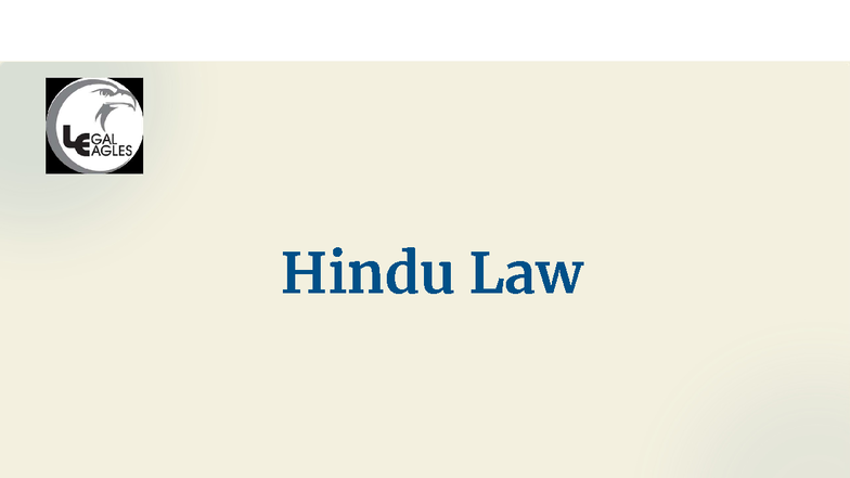 Hindu Law Overview: Sources, Key Sections & AIBE Insights - Studocu