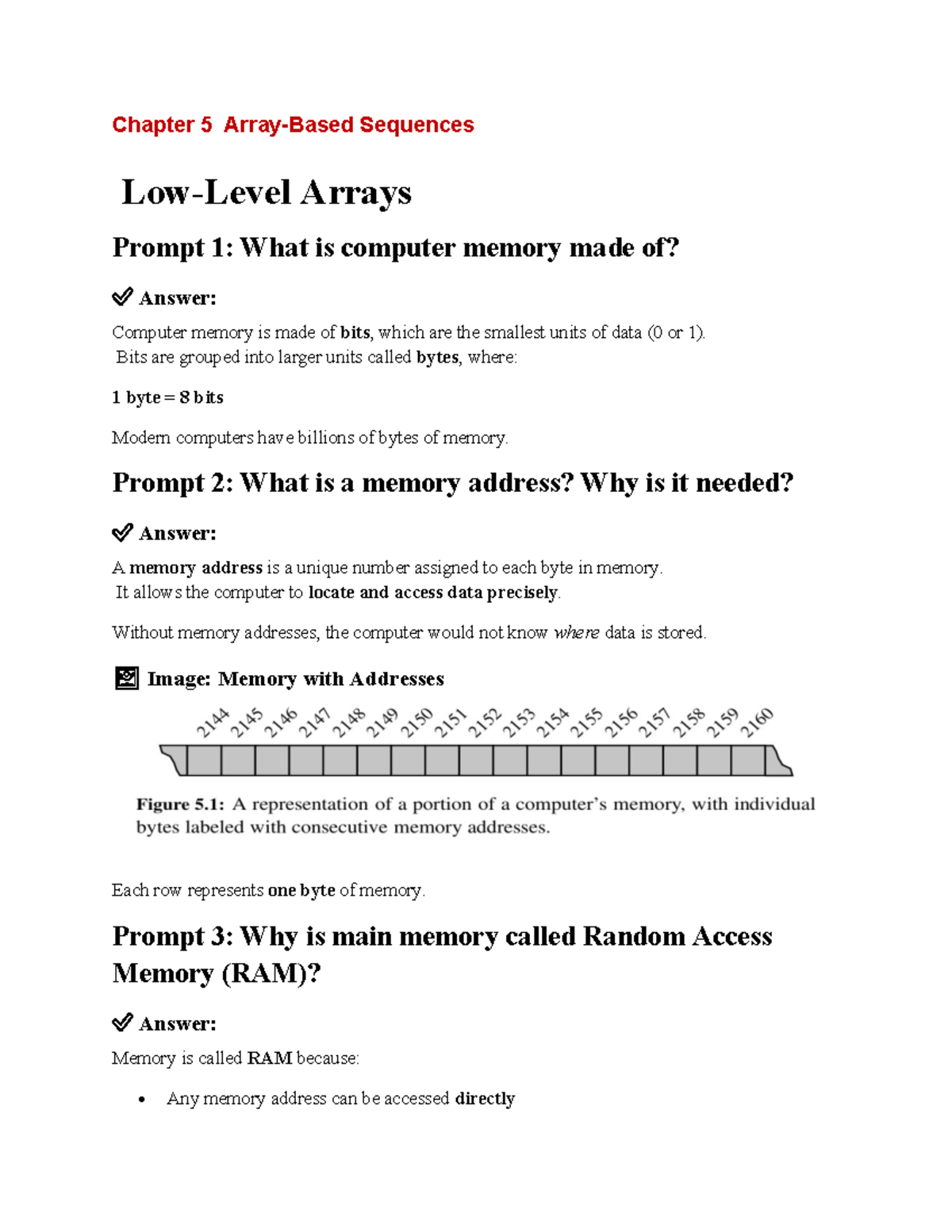Chapter 5: Sequences and Arrays - Key Concepts and Prompts - Studocu