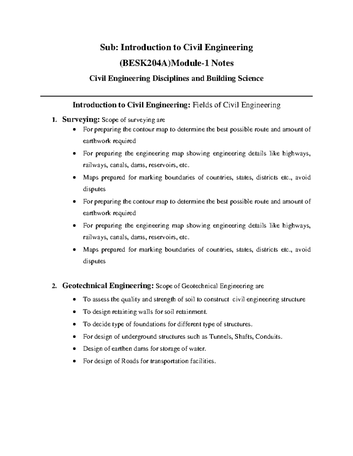 BESK204A Module-1: Civil Engineering Concepts and Construction ...