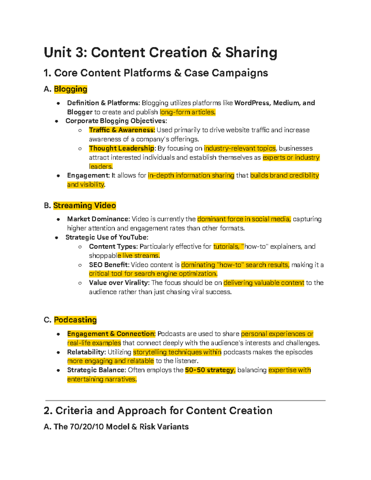 SMM 3: Content Creation Strategies for Blogging and Video - Studocu