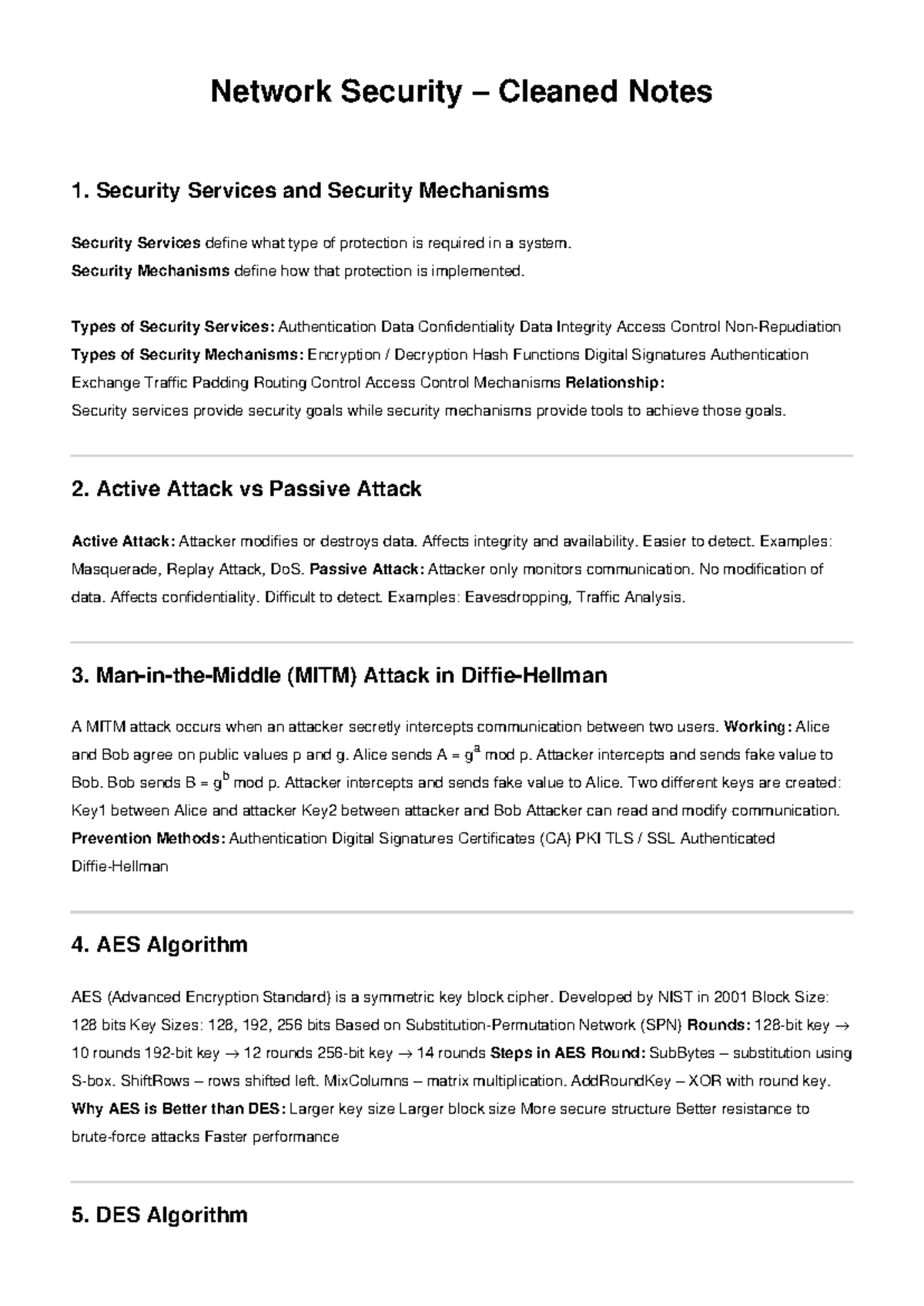 Network Security Notes: Services, Attacks, and Algorithms - Studocu