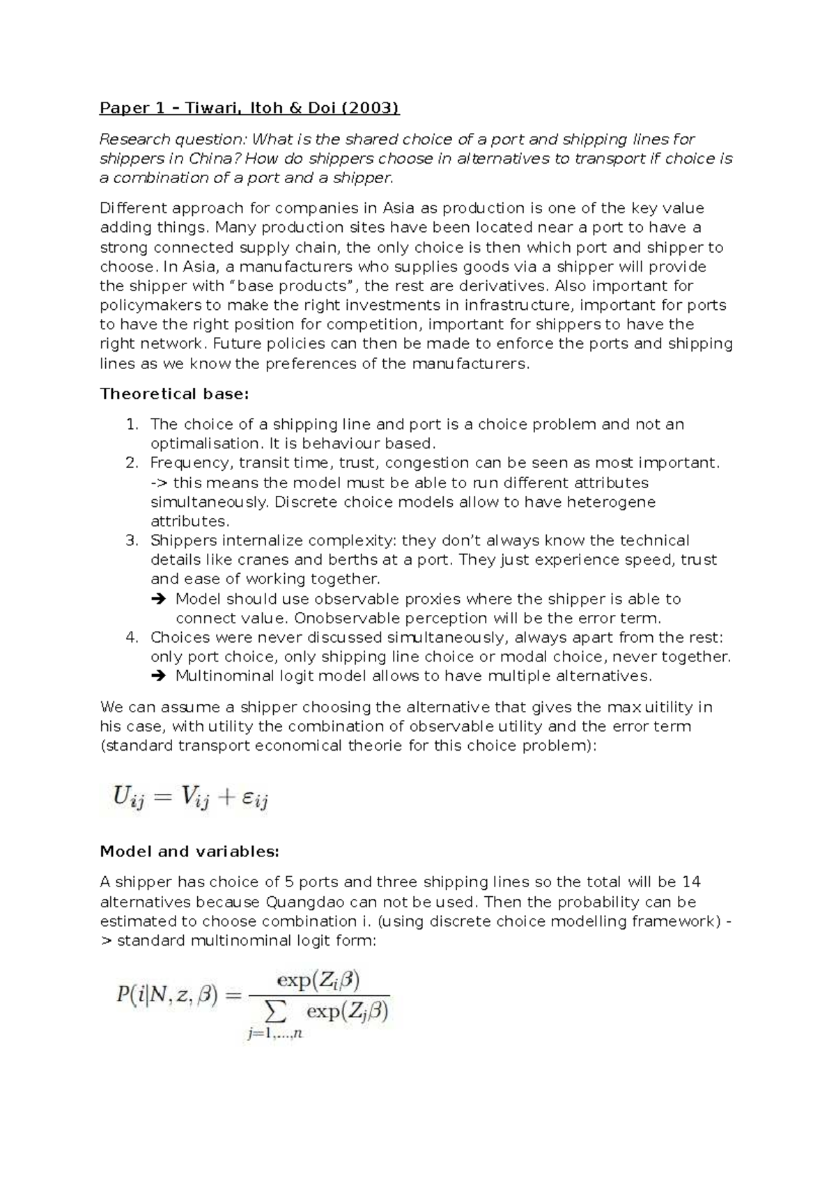 Papers Reflection: Analyzing Port and Shipping Line Choices in China ...