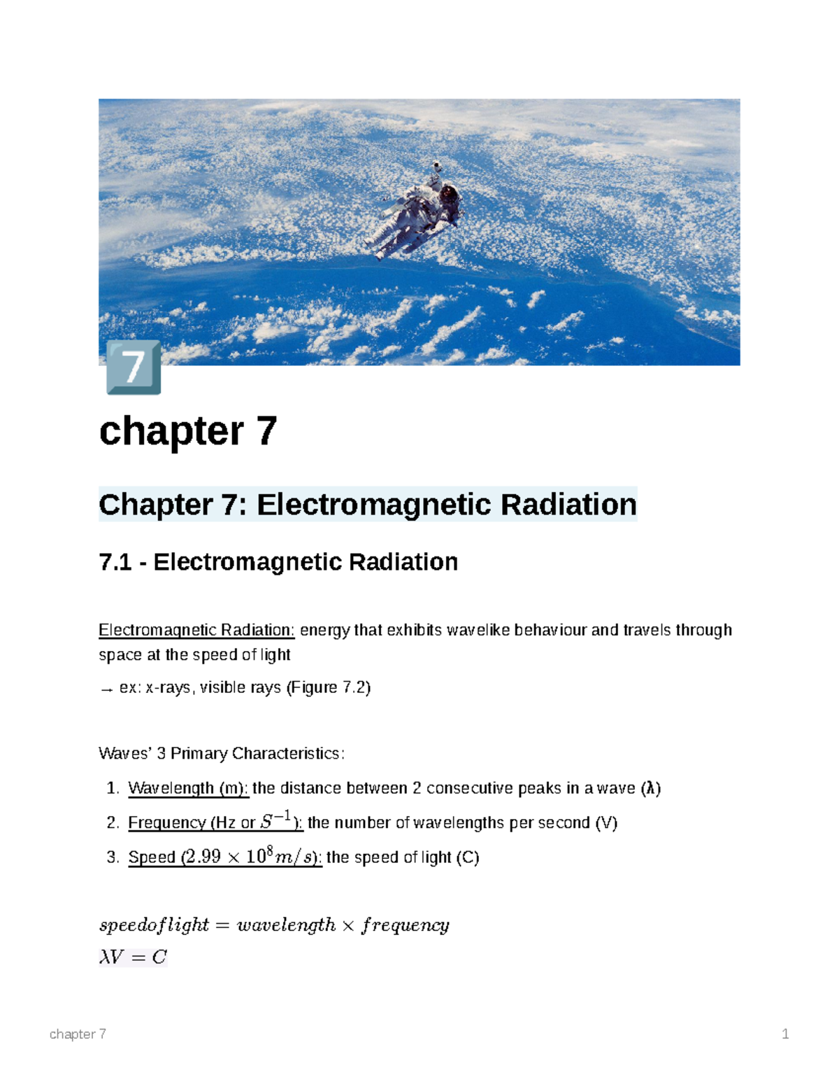 Chapter 7 - Electromagnetic Radiation Notes - 󾠴 chapter 7 Chapter 7 ...
