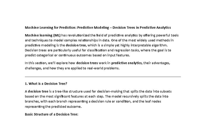 PA UNIT-3: Decision Trees and Logistic Regression in Predictive Analytics - Studocu