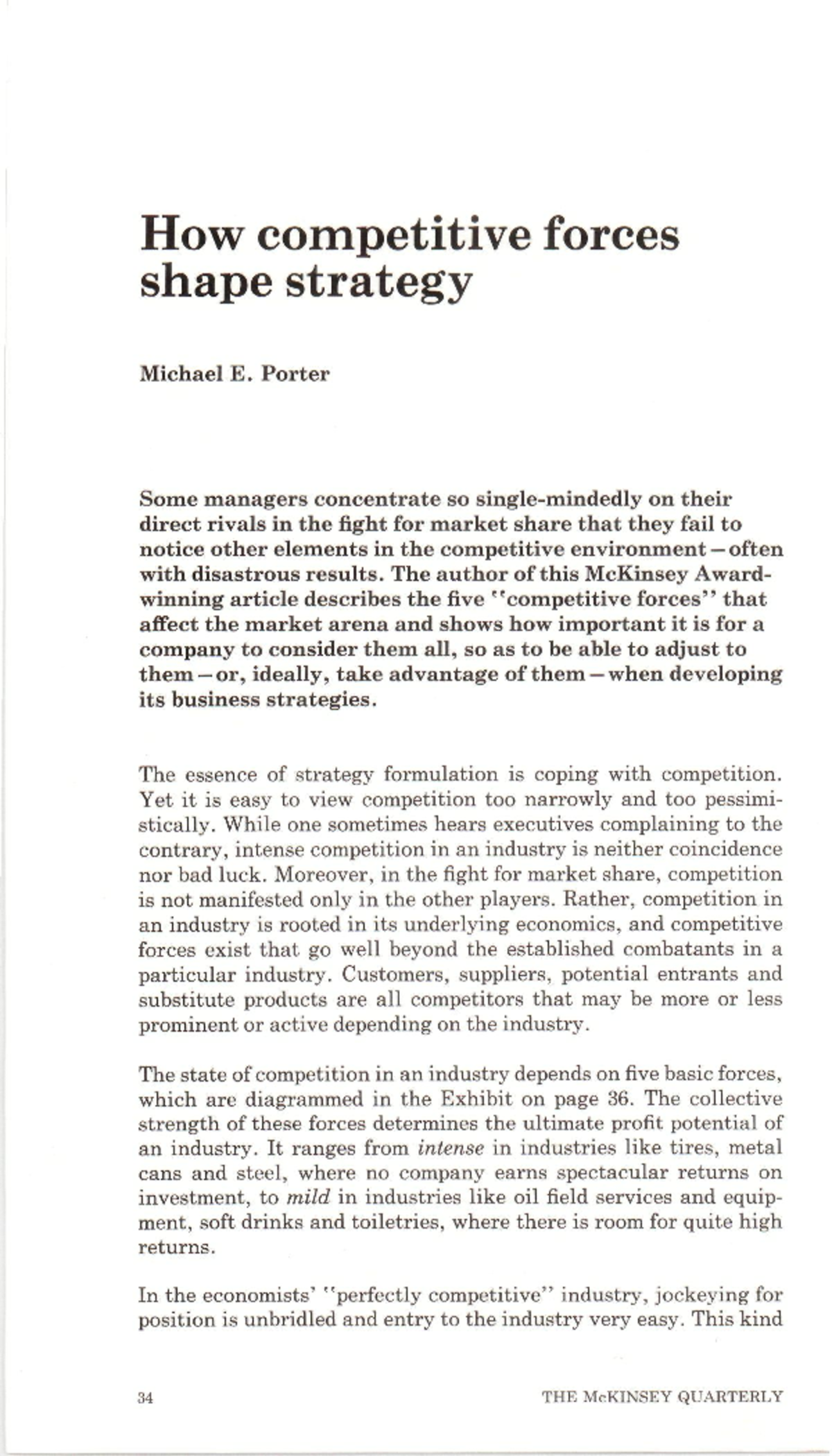 Competitive Forces and Strategy: Insights from Porter’s Framework - Studocu