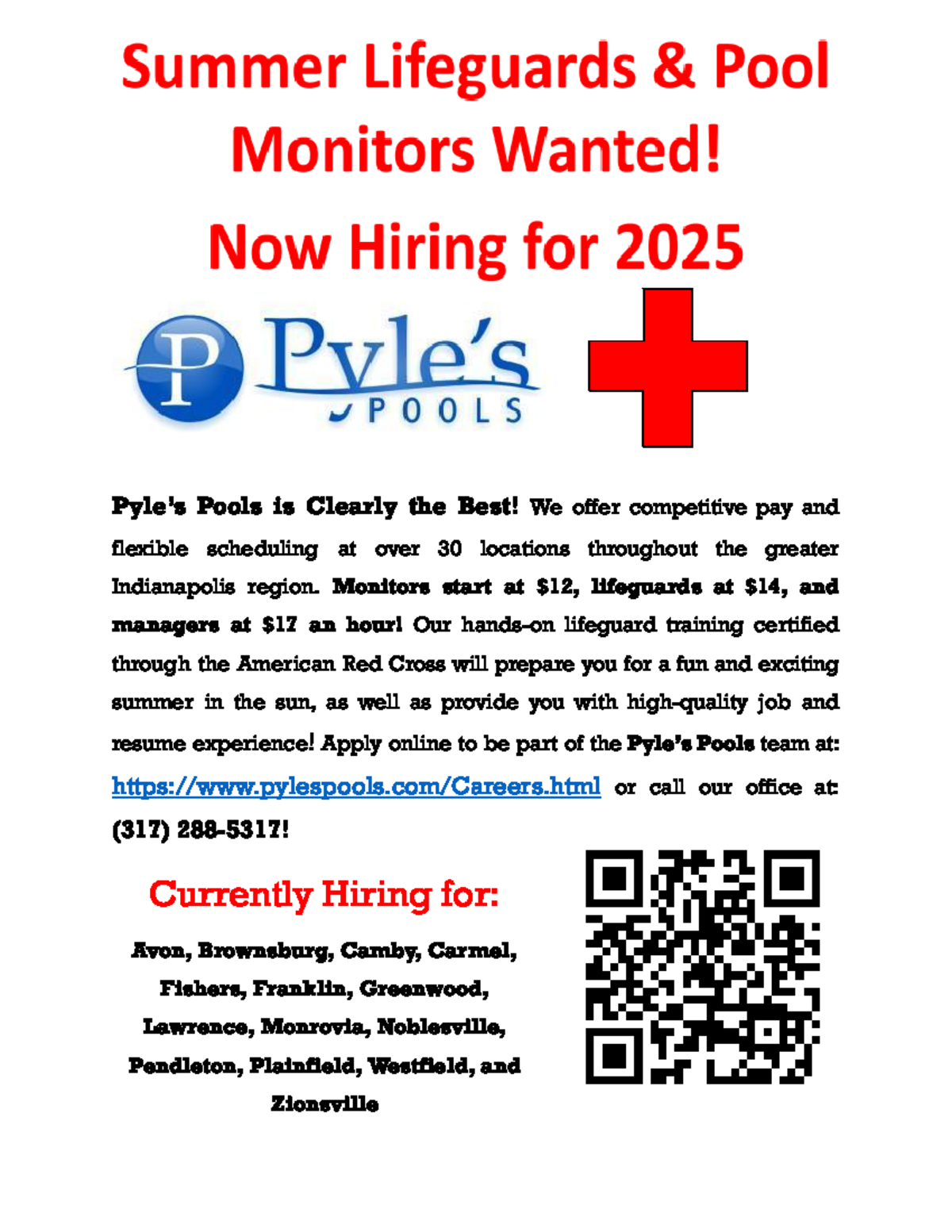 Pyle's Pools 2025 Lifeguard Flyer with QR code - Pyle’s Pools is ...