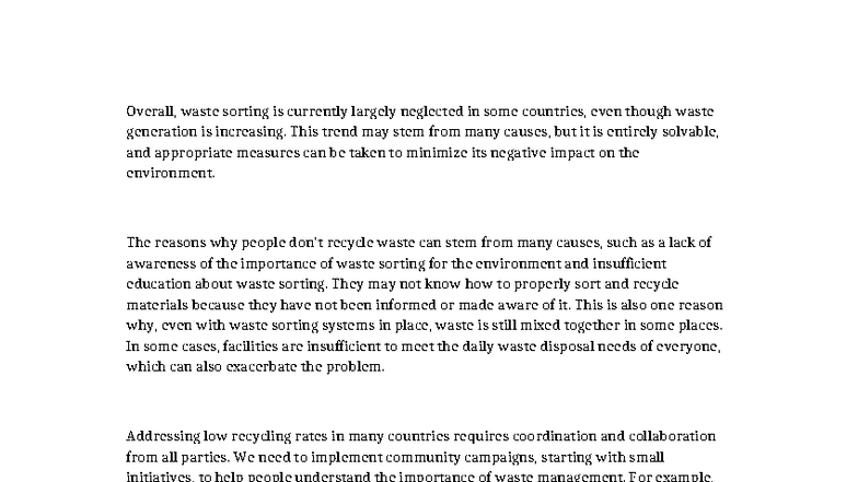 Recycling Essay: Addressing Low Rates and Improving Awareness - Studocu
