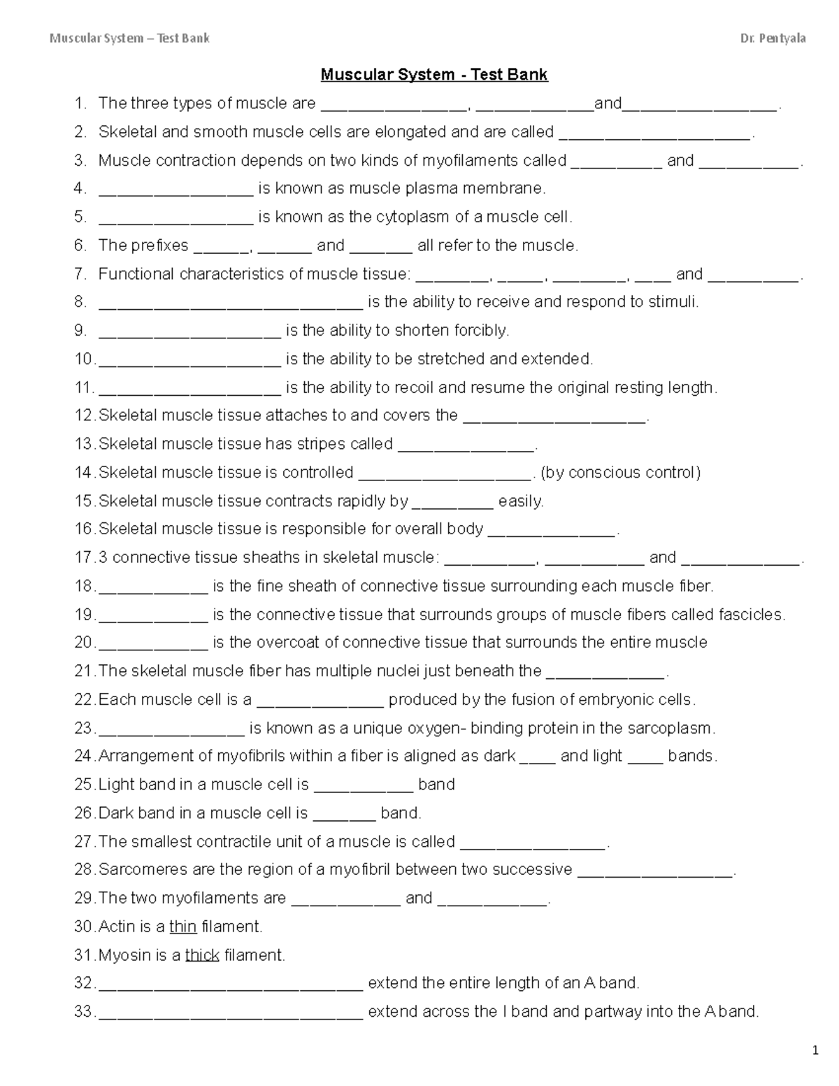 BIO 130 Muscular System Test Bank Review for Students - Studocu