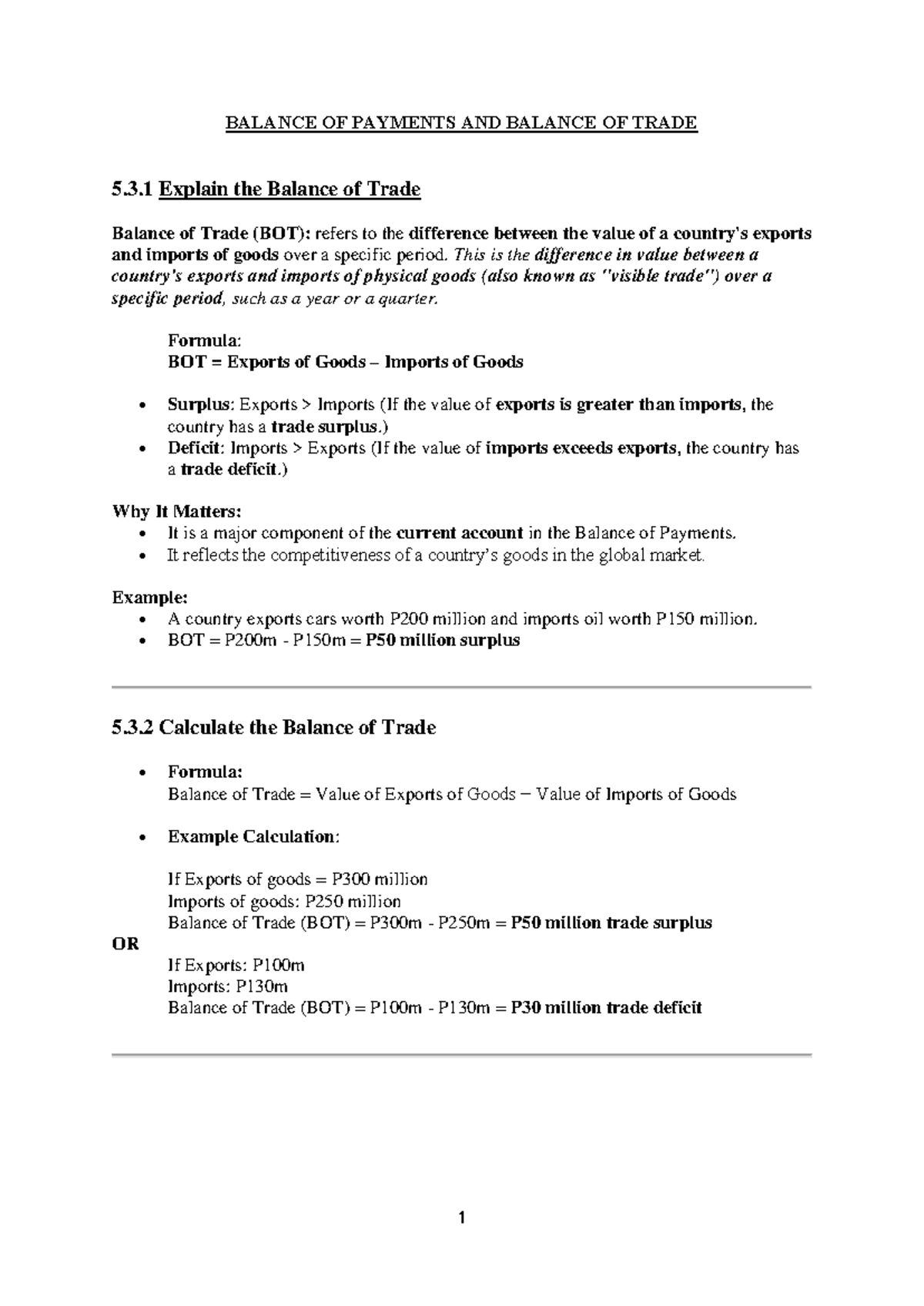 Balance of Payments & Trade: Key Concepts and Calculations (ECO 101 ...