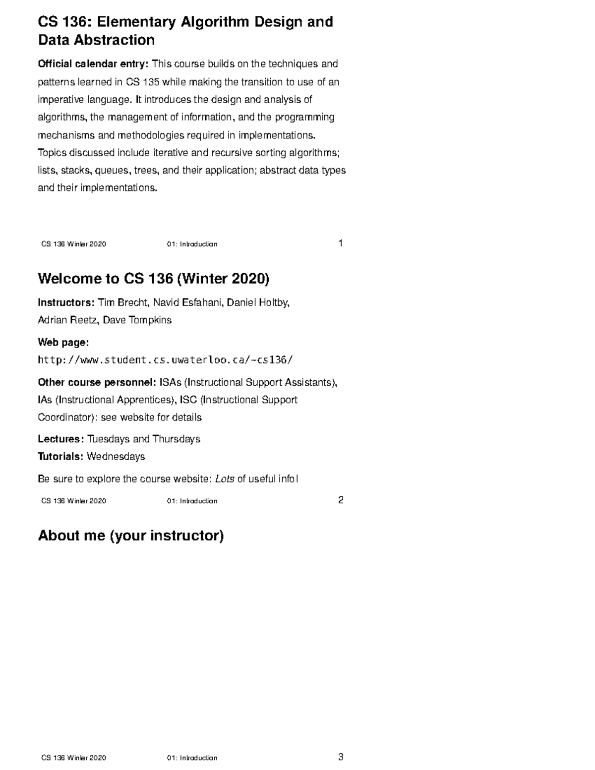 Cs136-post3up - course notes for entire course - CS 136: Elementary ...