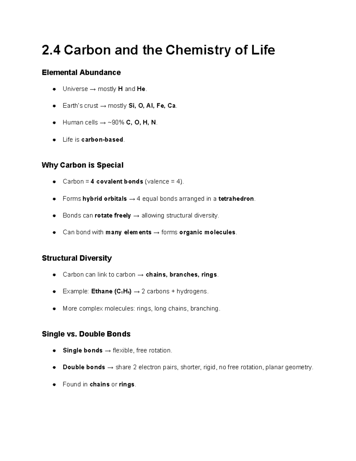 2.4 Carbon and Organic Molecules: Chemistry of Life Insights - Studocu