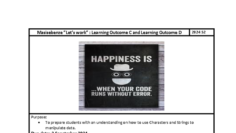 Masisebenze: Learning Outcomes C & D (Week 5 & 7) 2024 S2 - Studocu