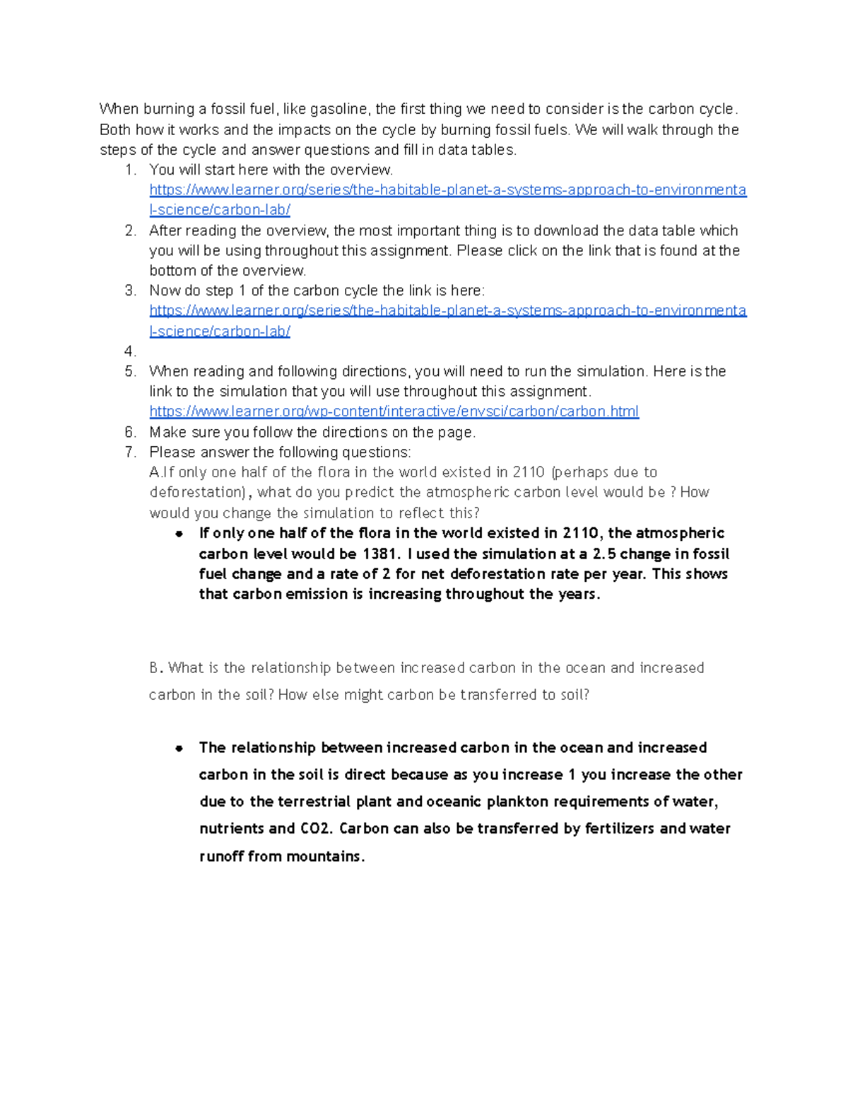 ECO 101: Ethan's Carbon Lab - Exploring the Carbon Cycle and Emissions ...