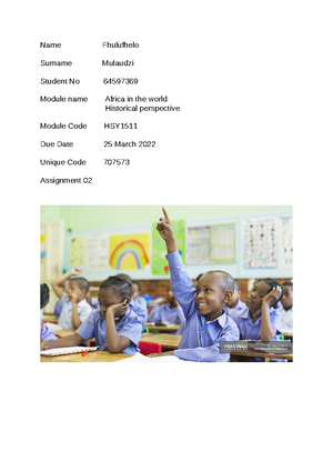 [Solved] 5 proverbs about ubuntu - Africa in the World (HSY1511) - Studocu