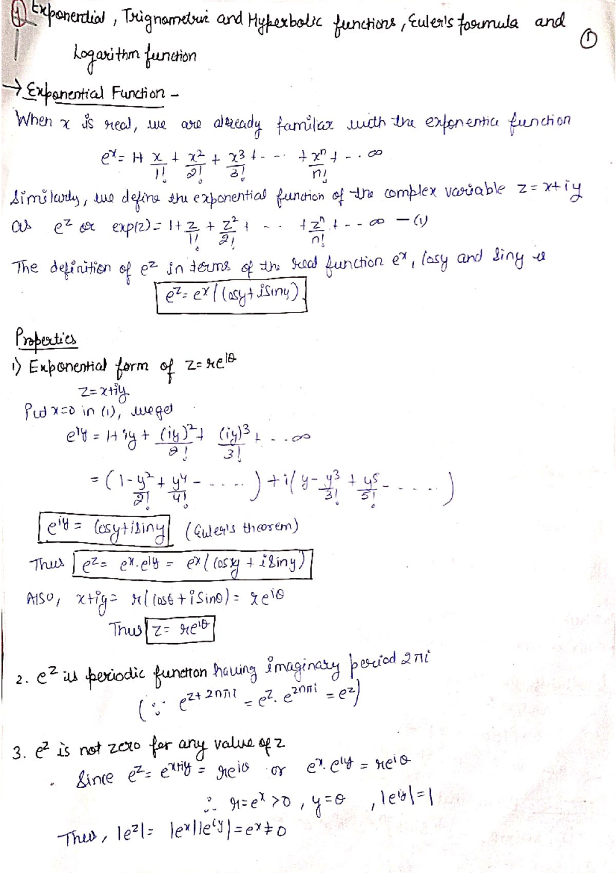 Complex Analysis Maths Lecture- 08 - 4 Exponertial Trignometric and ...