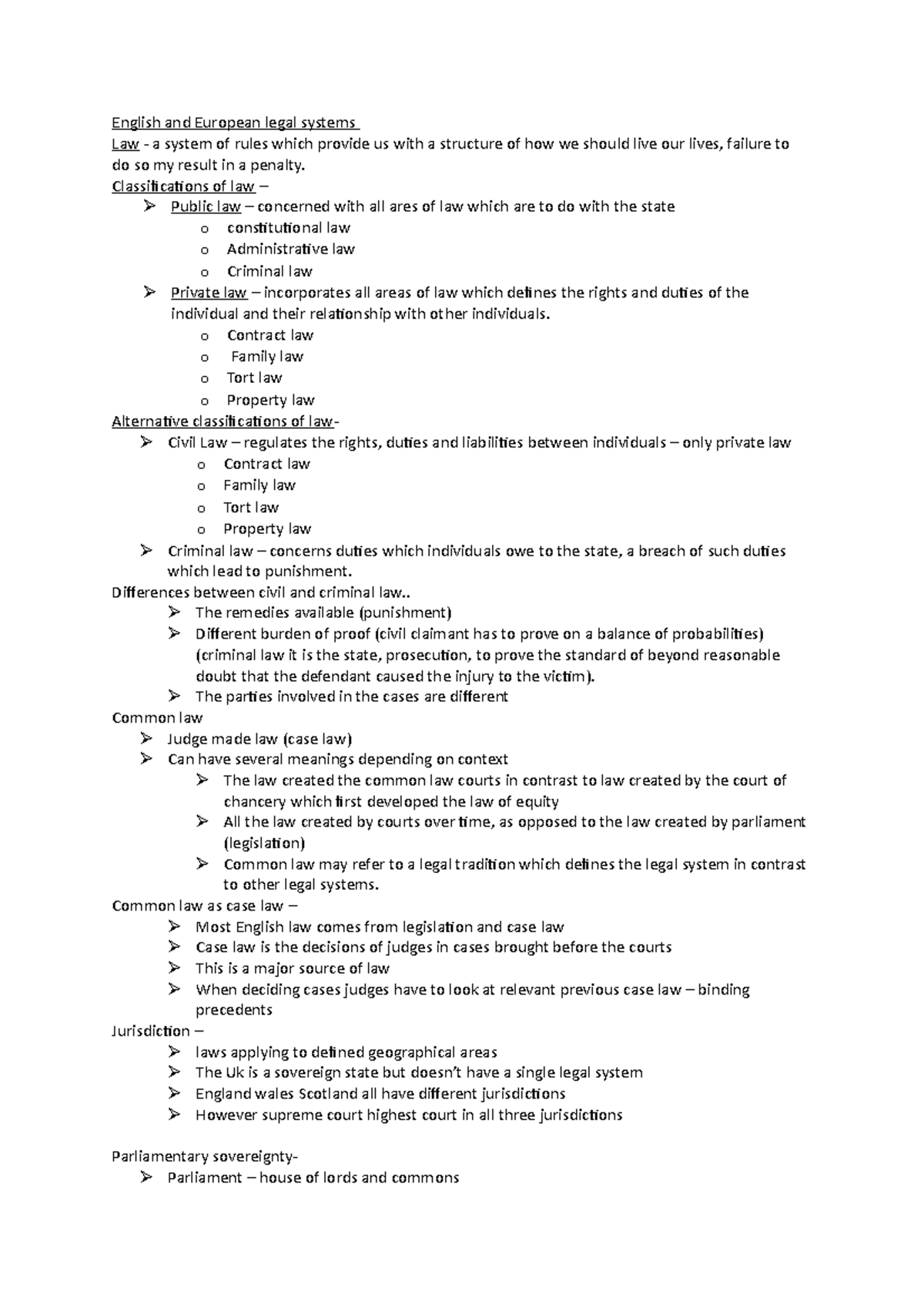 English and EU Legal Systems Overview: Key Concepts and Classifications ...
