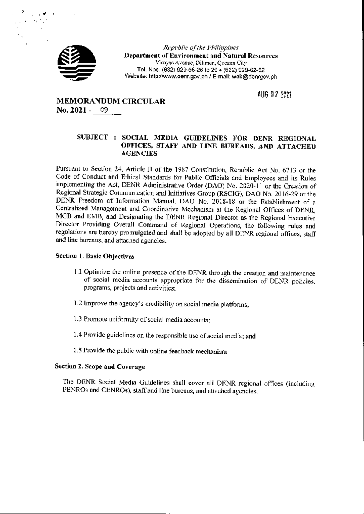 Social Media Guidelines for DENR Regional Offices & Attached Agencies ...