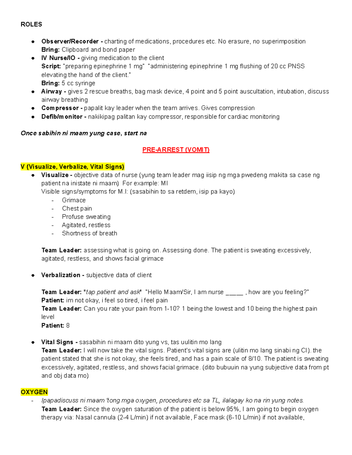 ACLS20 Retdem merged - Disaster nursing - ROLES Observer/Recorder ...
