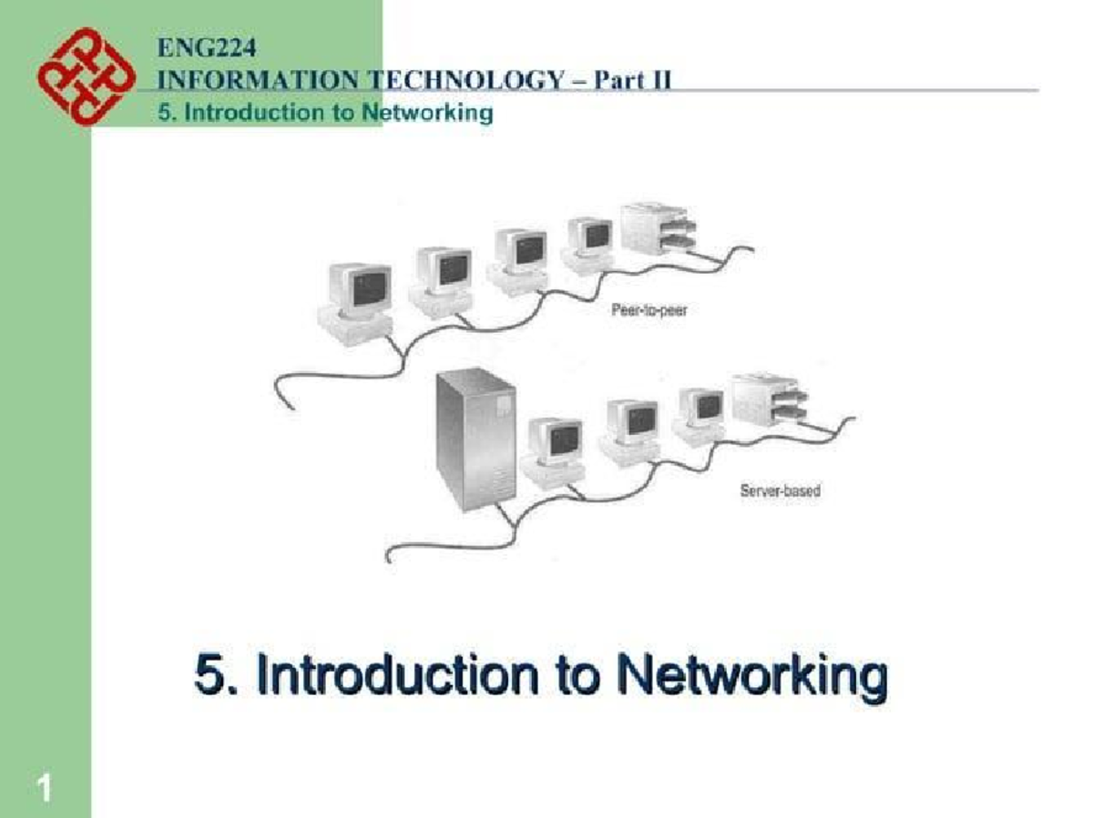 ENG224 INFORMATION TECHNOLOGY Part II: Intro to Networking Concepts - Studocu